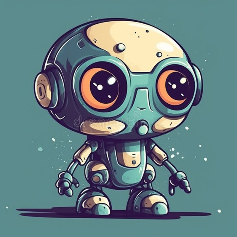 Cute Cartoon Robot. Vector Type Illustration of a Cute Little Robot ...