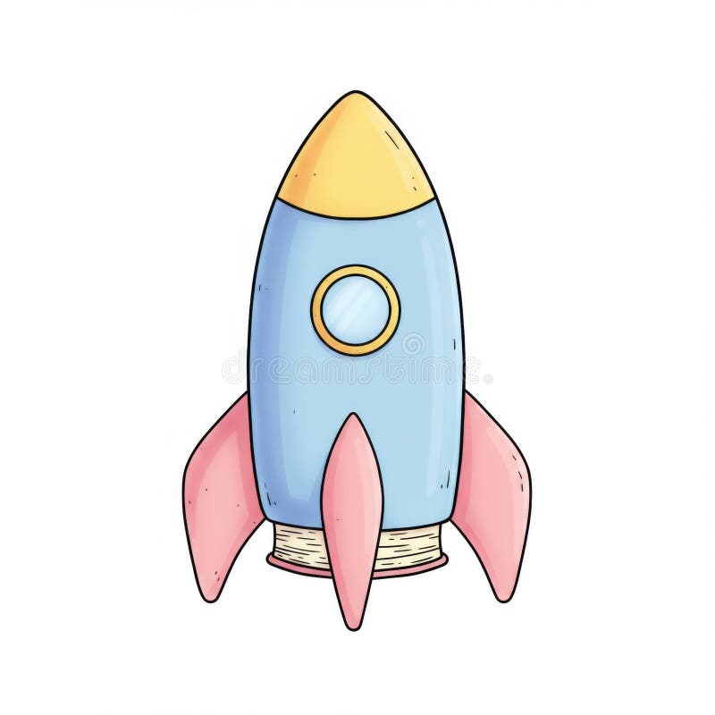 Cute Cartoon Rocket Illustration Pastel Colors Stock Illustration ...
