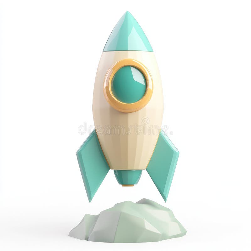 Cute Cartoon Rocket Launching, Ready for Adventure Stock Illustration ...