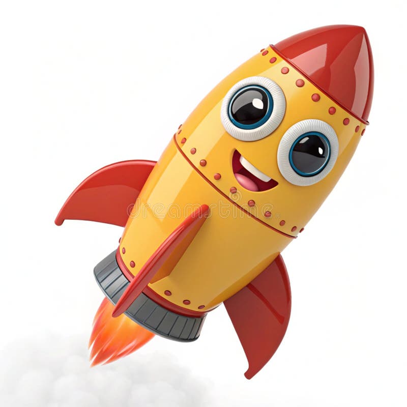 Cute Cartoon Rocket Ship Isolated on Stock Illustration - Illustration ...