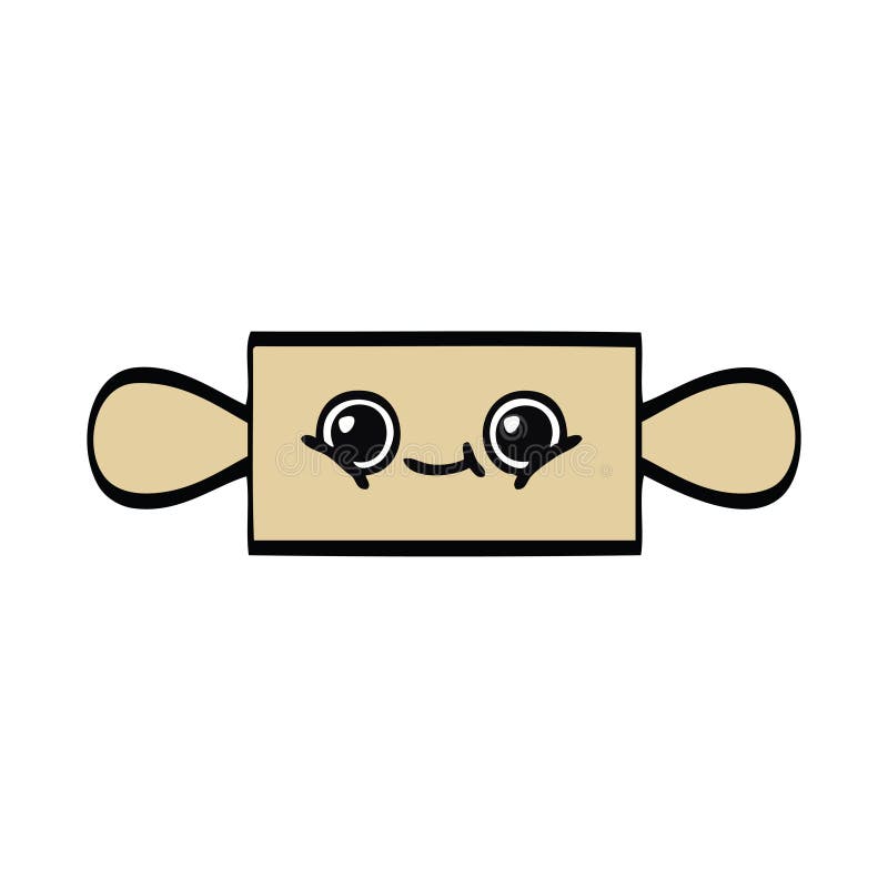 Cute Cartoon of a Rolling Pin Stock Vector - Illustration of cute ...