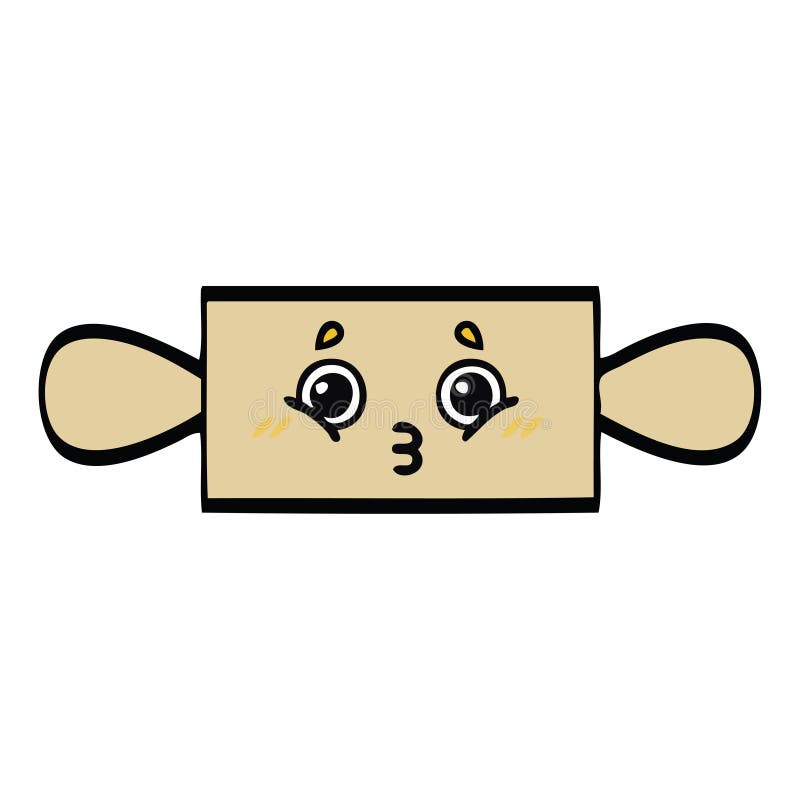 Cute Cartoon of a Rolling Pin Stock Vector - Illustration of quirky ...