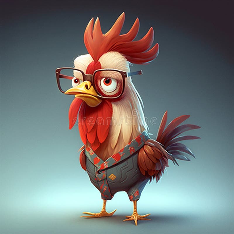 Cute Cartoon Rooster Character Stock Image - Image of generative ...