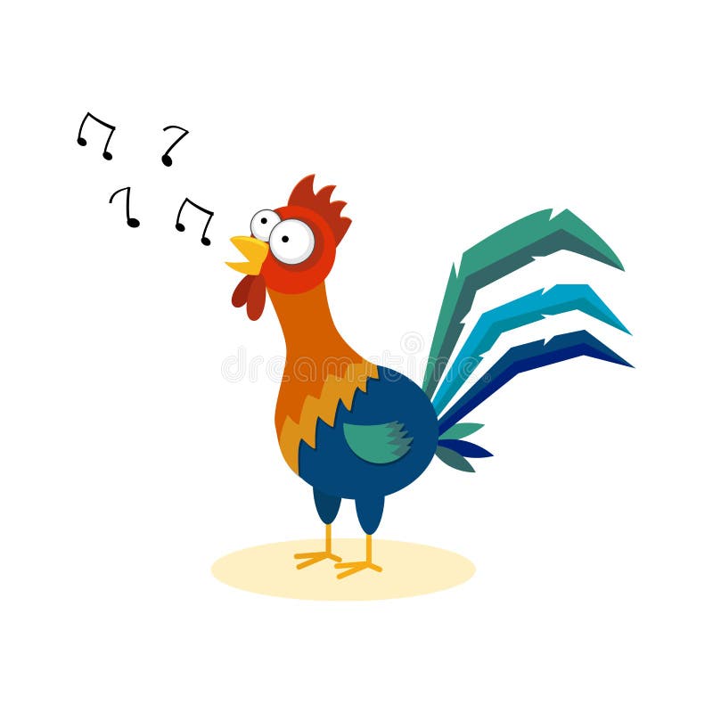 Cartoon Rooster Crowing At Dawn Stock Vector - Illustration of glorious ...