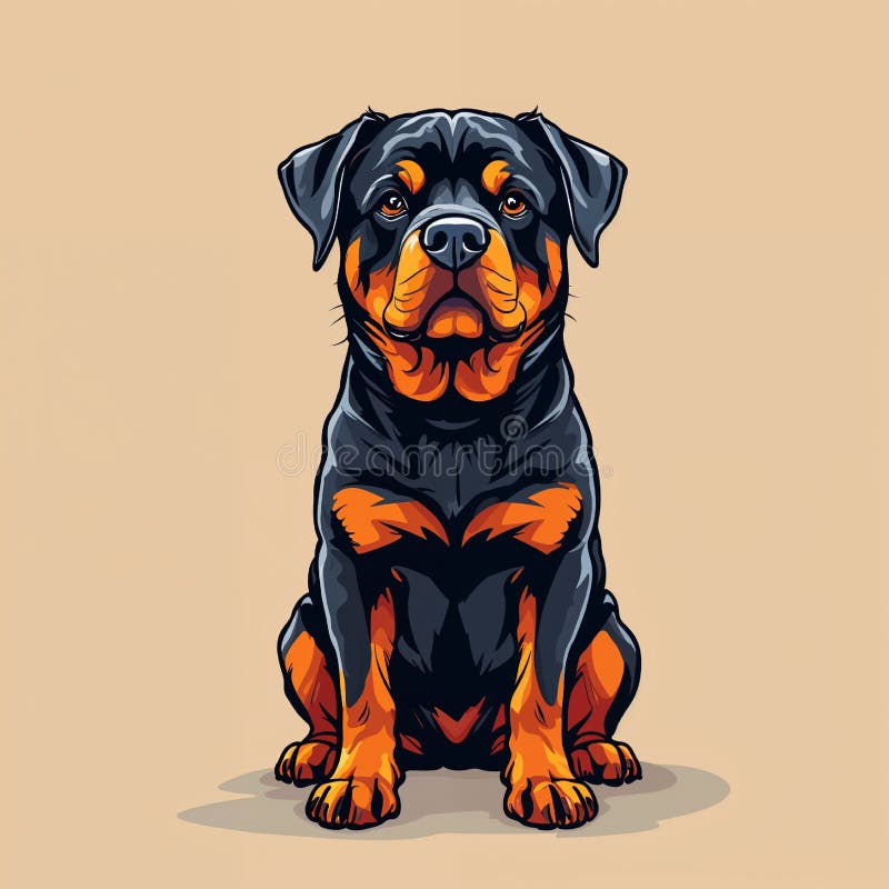 Cute Cartoon Rottweiler Dog Illustration Stock Vector - Illustration of ...