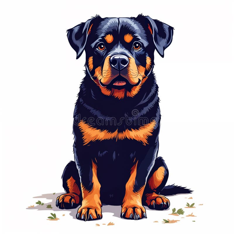 Cute Cartoon Rottweiler Dog Illustration Stock Vector - Illustration of ...