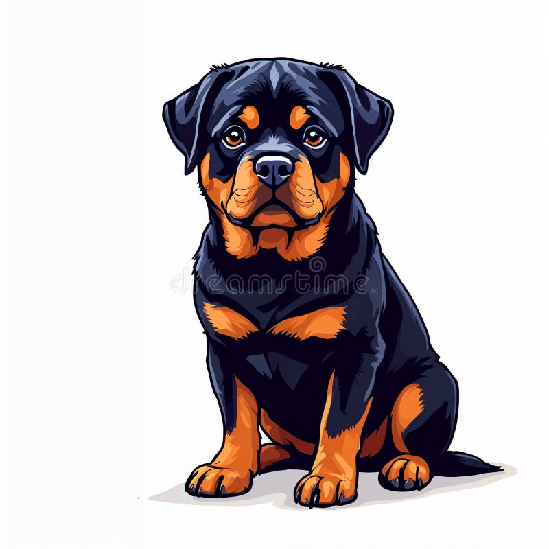 Cute Cartoon Rottweiler Dog Illustration Stock Vector - Illustration of ...