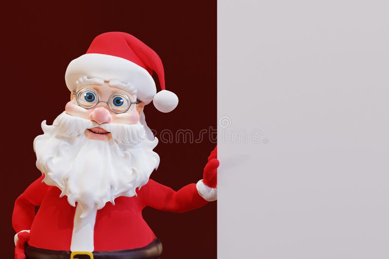 Cute Cartoon Santa Claus with Banner. 3d Render Stock Illustration ...