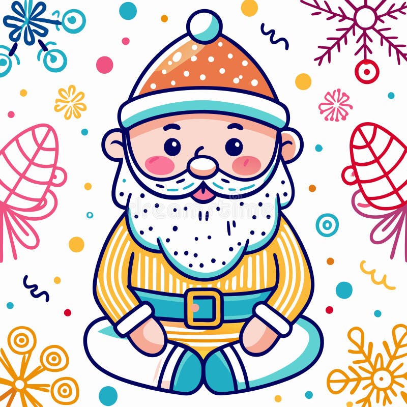 Cute Cartoon Santa Claus in Colorful Winter Setting Stock Vector ...
