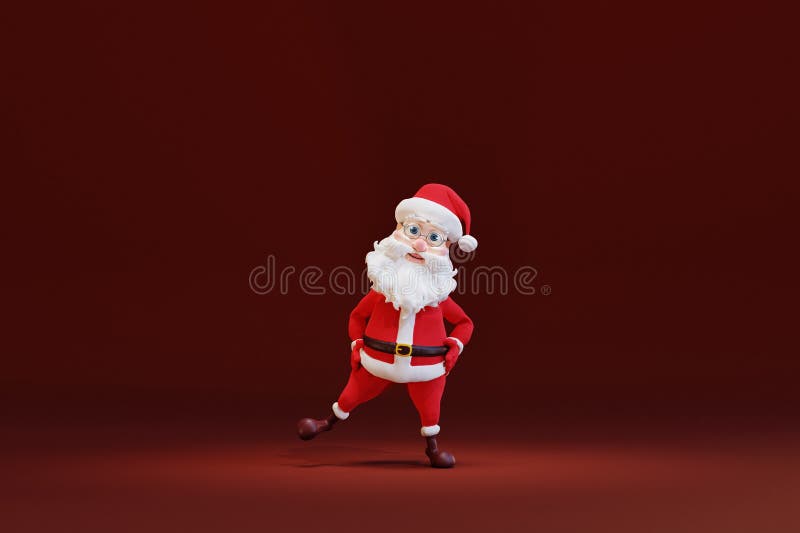 Cute Cartoon Santa Claus. 3d Render Stock Illustration - Illustration ...