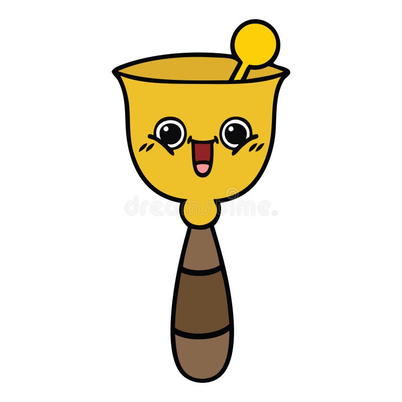Cartoon School Bell Music Instrument Handbell Cute Illustration Retro ...
