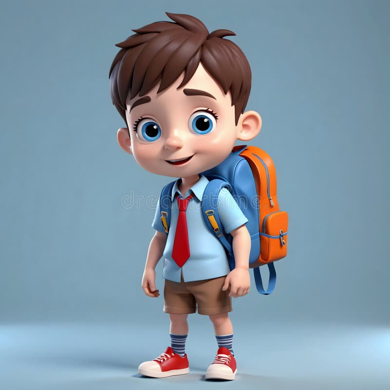 Cute Cartoon School Boy with Backpack Stock Illustration - Illustration ...