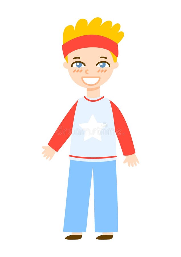 Cute Cartoon School Boy Isolated on White Background Stock Vector ...