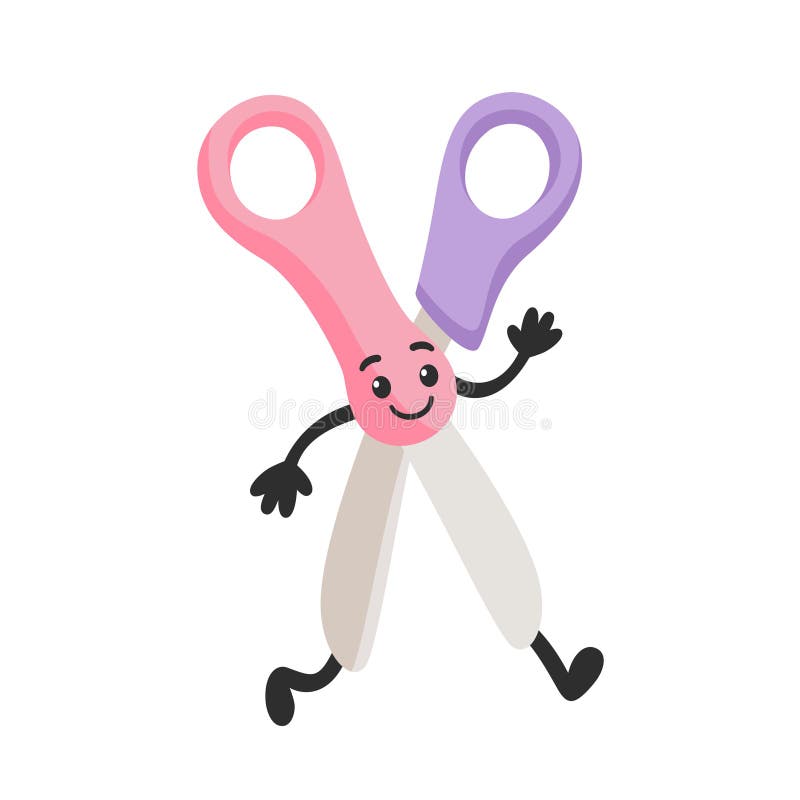 Cute Cartoon Scissors Character, Flat Vector Illustration Stock Vector ...