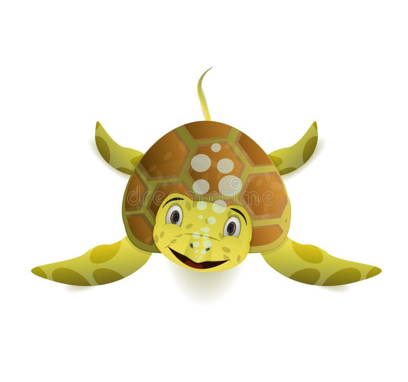 Cute Cartoon Sea Turtle Front View Stock Vector - Illustration of shell ...