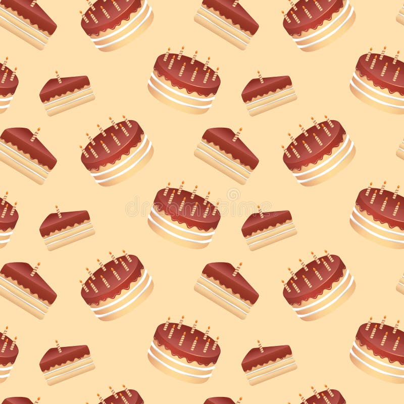 Cute Cartoon Seamless Pattern with Birthday Cakes Stock Vector ...