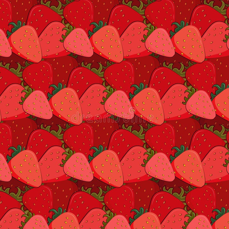 Cute Seamless Pattern with Sweet Red Strawberries Stock Vector ...