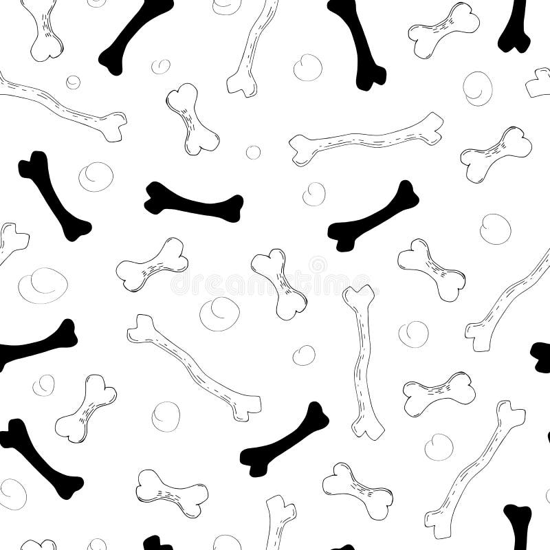 Cute Cartoon Seamless Vector Pattern With Bones And Decorative Elements ...