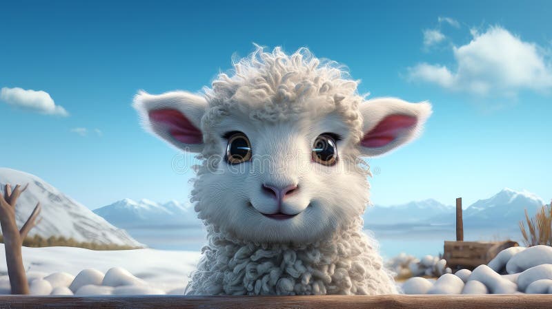 Cute Cartoon Sheep Banner with Room for Copy. Generative AI. Stock ...