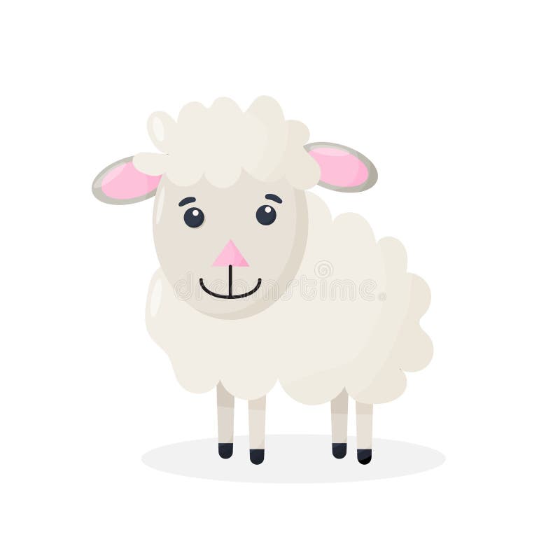 Cute Cartoon Sheep Mascot Character. Vector Isolated Illustration of ...