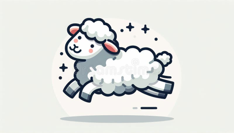 Cute Cartoon Sheep Running on White Background Stock Illustration ...