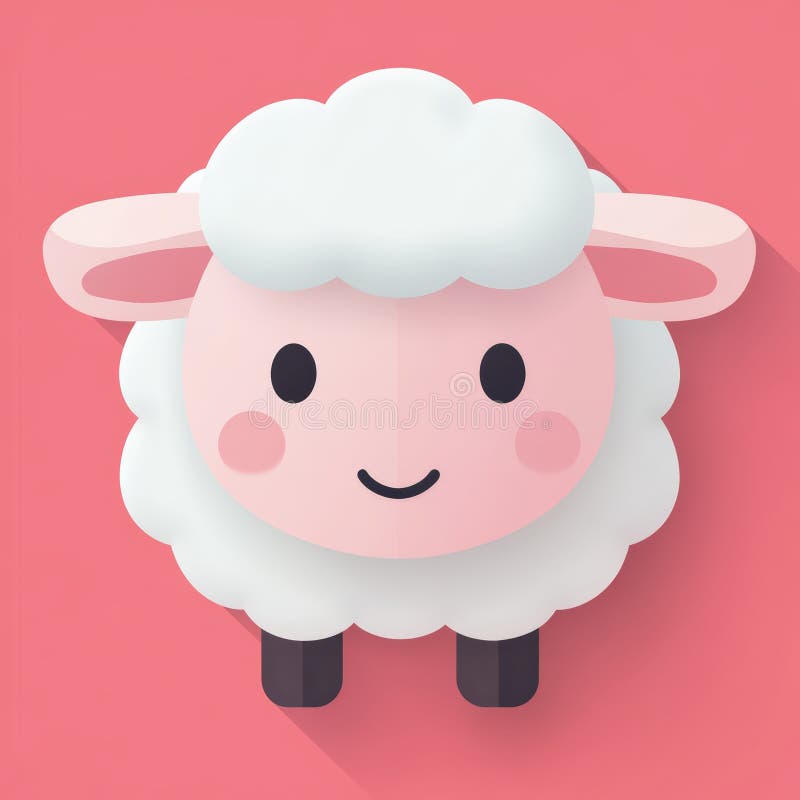 Cute Cartoon Sheep with a Smile on Its Face Stock Illustration ...