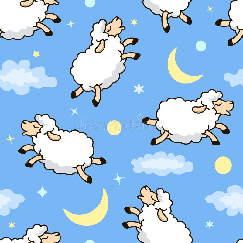 Cute Cartoon Sheep Vector Seamless Pattern. Animal Pattern with Cute ...