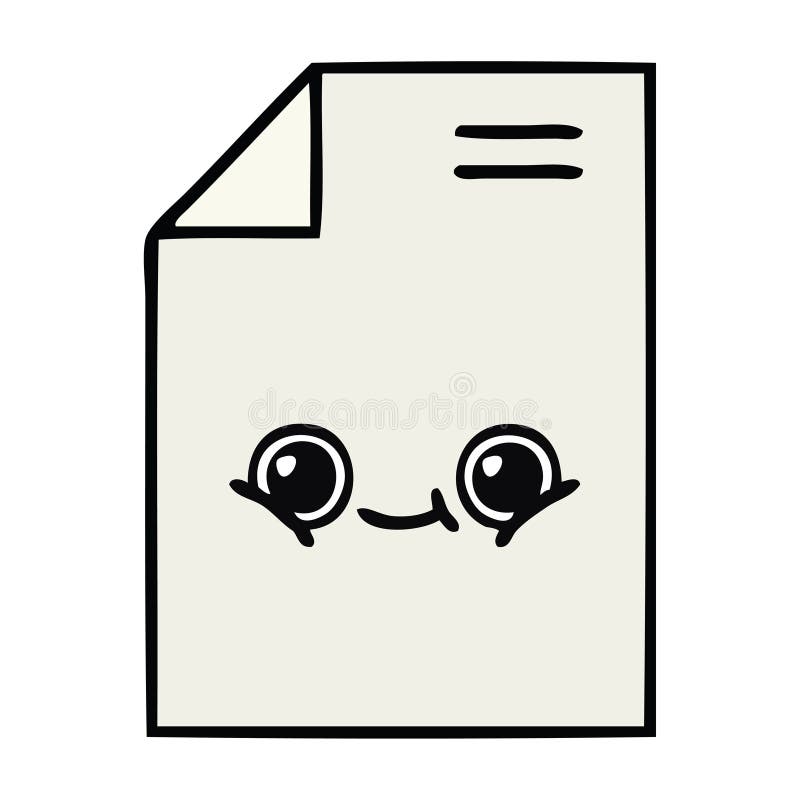 Cute Cartoon of a Sheet of Paper Stock Vector - Illustration of face ...