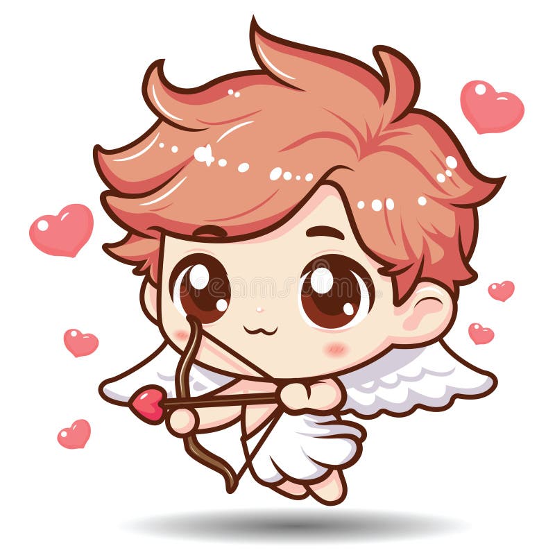 Cute Cartoon Shibi Cupid Character. Valentine Content Stock ...