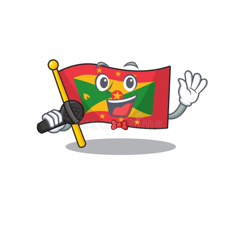 Cute Cartoon Singing Flag Grenada Scroll with a Microphone Stock Vector ...