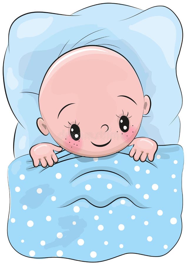 Cute Cartoon Sleeping Baby stock vector. Illustration of childbirth ...