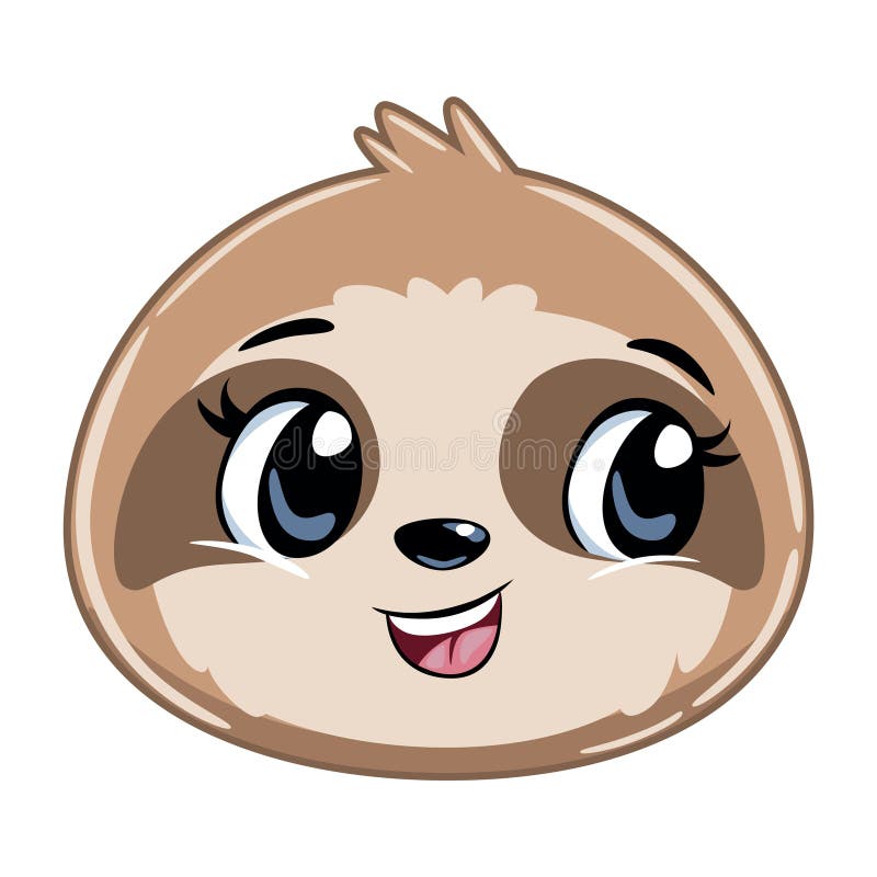 Cute cartoon sloth head. stock vector. Illustration of icon - 339920798