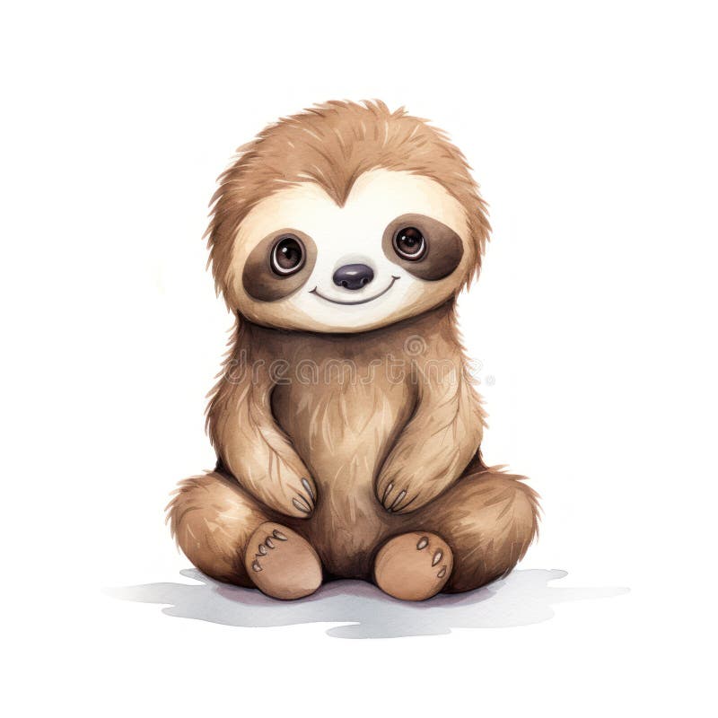 Cute Cartoon Sloth Sitting on the Floor. Illustration Stock ...