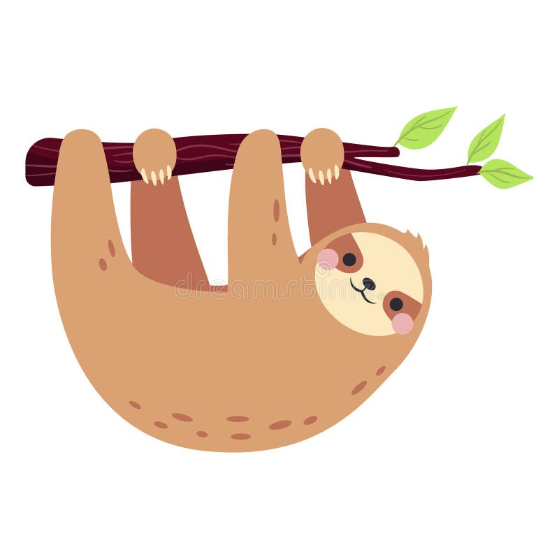Cute Cartoon Sloth Sleeping on a Branch, Vector Stock Illustration ... Cute Cartoon Sloth Sleeping on a Branch, Vector Stock Illustration ...
