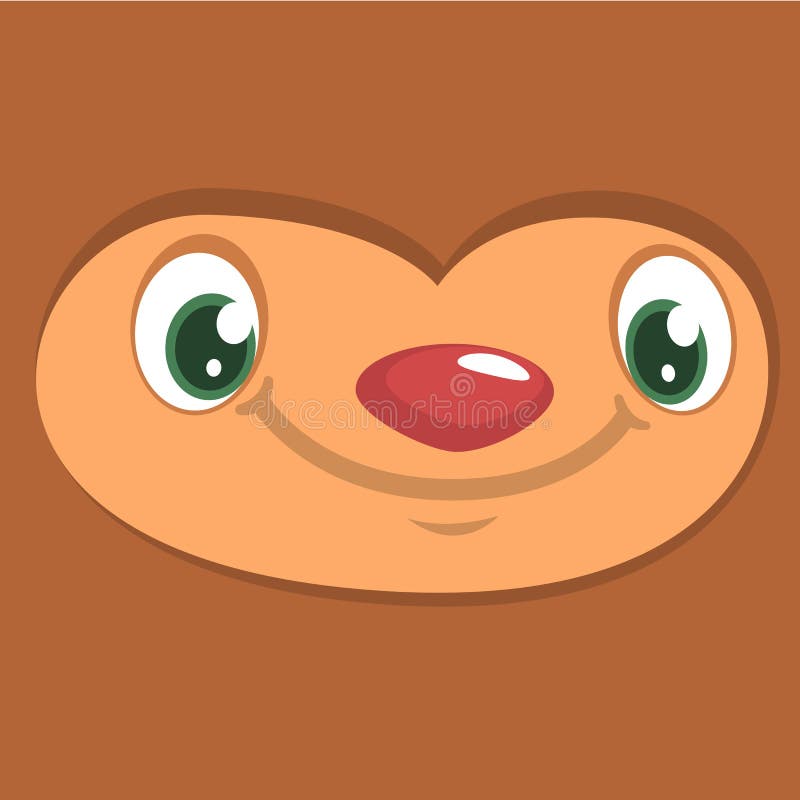 Cute Cartoon Sloths Cartoon Face Avatar, Funny Vector Illustration ...