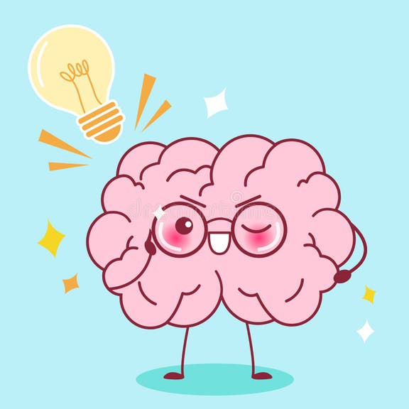 Cute cartoon smart brain stock vector. Illustration of intelligence ...