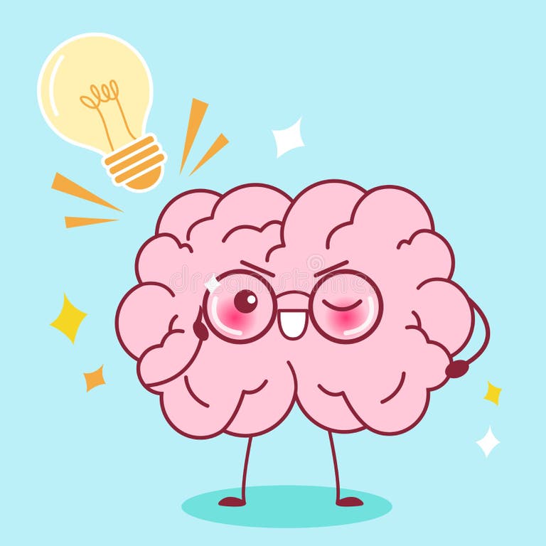 Cute cartoon smart brain stock vector. Illustration of intelligence ...