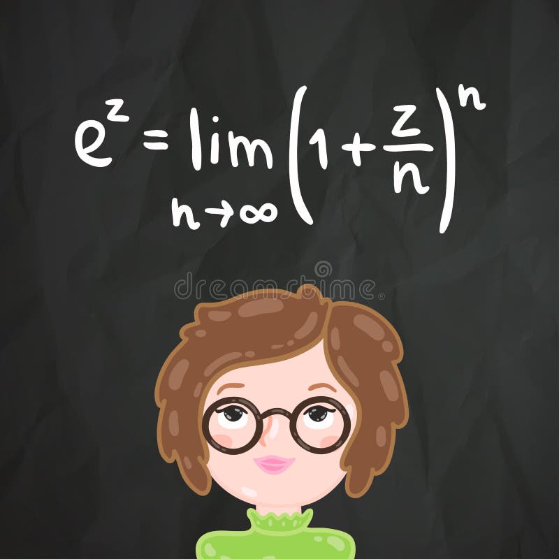 Cute Cartoon Smart Girl and Math Formula Stock Vector - Illustration of ...