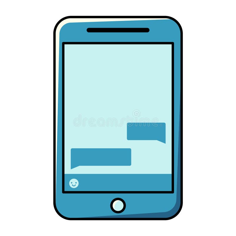 Cute Cartoon Smartphone with Messenger on the Screen. Isolated Doodle ...