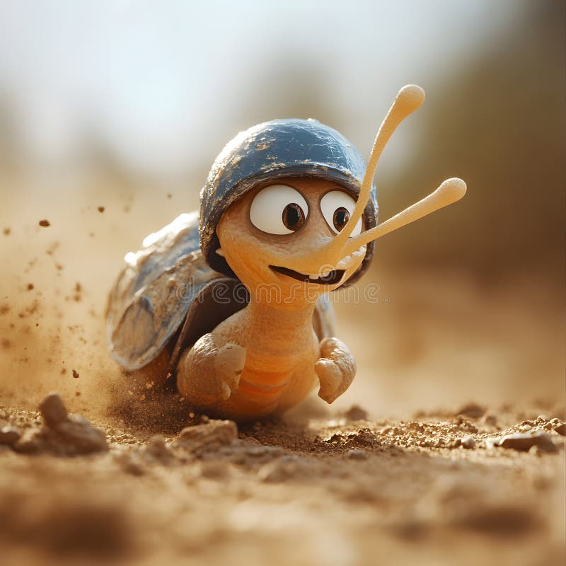 Cute Cartoon Snail in a Helmet Racing Stock Illustration - Illustration ...
