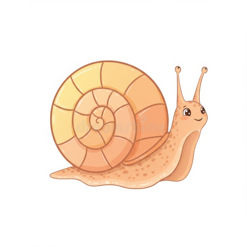 Cute Cartoon Snail Illustration with Pastel Shell Stock Illustration ...