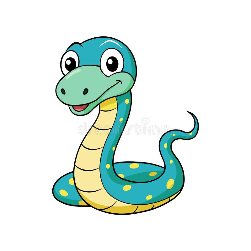 Cute Cartoon Snake Vector Illustration with Friendly Expression Stock ...