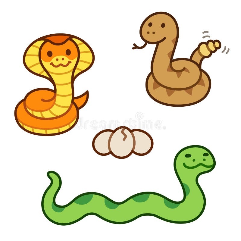 Cute cartoon snakes set stock vector. Illustration of rattle - 77739259