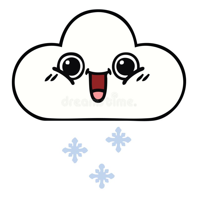 Cute Cartoon of a Snow Cloud Stock Vector - Illustration of artwork ...