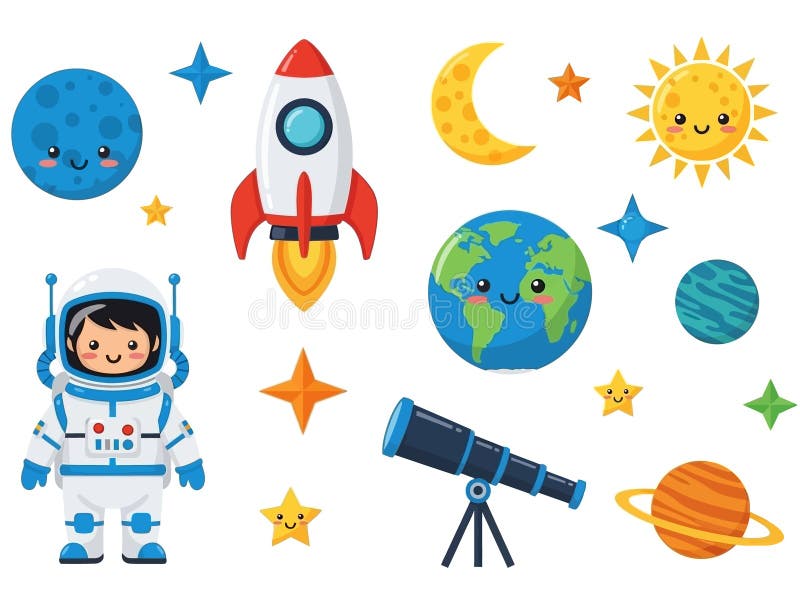 Cartoon Space Themed Elements Stock Illustrations – 1,889 Cartoon Space ...