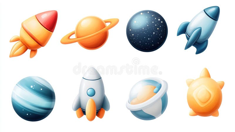 Space Rockets Set Illustration. Stock Illustration - Illustration of ...