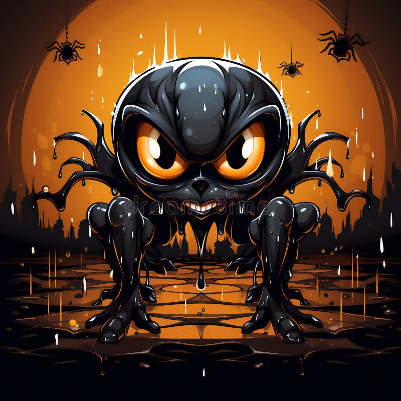 Cute Cartoon Spider. Template for a Greeting Card for Halloween Stock ...