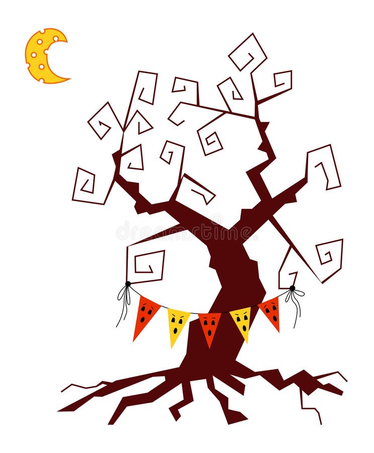 Cute cartoon spooky tree stock vector. Illustration of isolated - 128987949