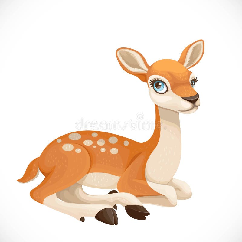 Cute Cartoon Spotted Deer Lay on White Stock Vector - Illustration of ...