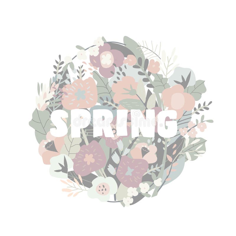 Cute Cartoon Spring Bouquet of Flowers. Hello Spring Stock Illustration ...